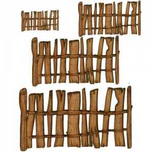 Double Rail Rustic Log Fence Panel MDF Wood Shape